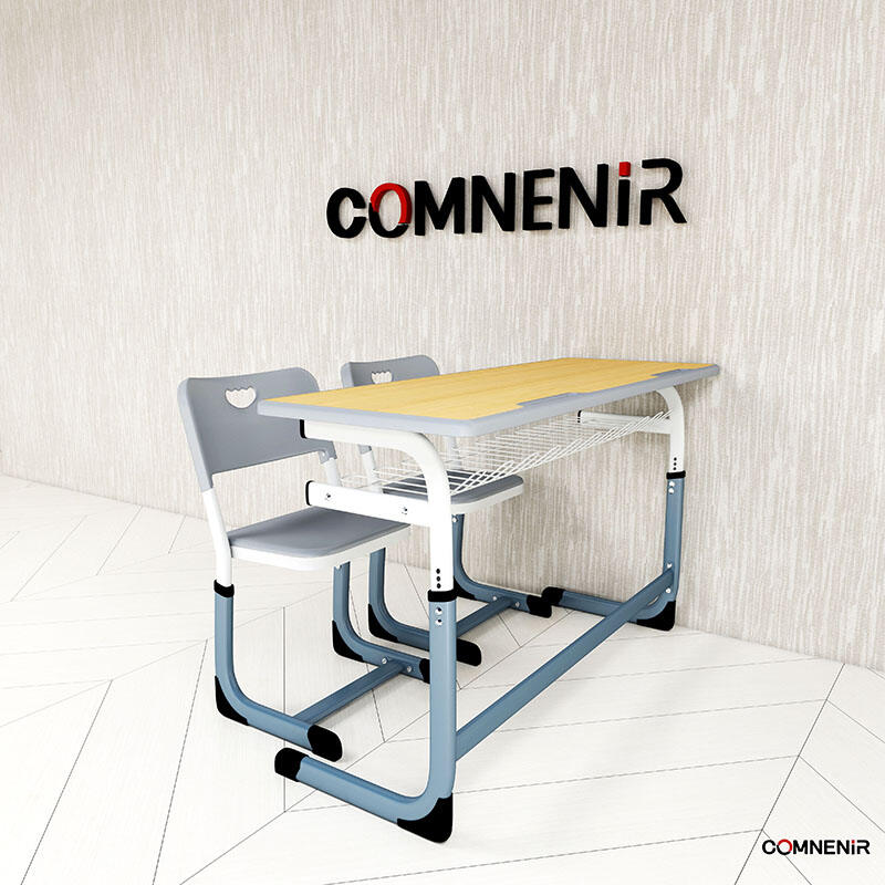 Customized color furniture training classroom steel plastic primary school study double seats ...